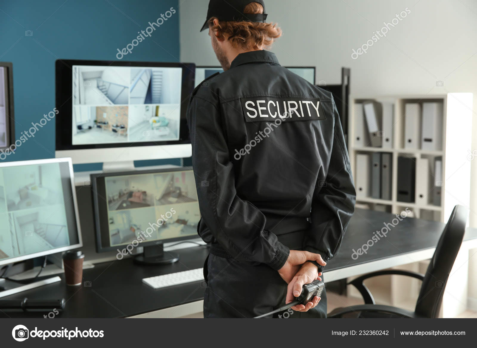 Security Guard Monitoring Modern Cctv Cameras Surveillance Room — Stock ...