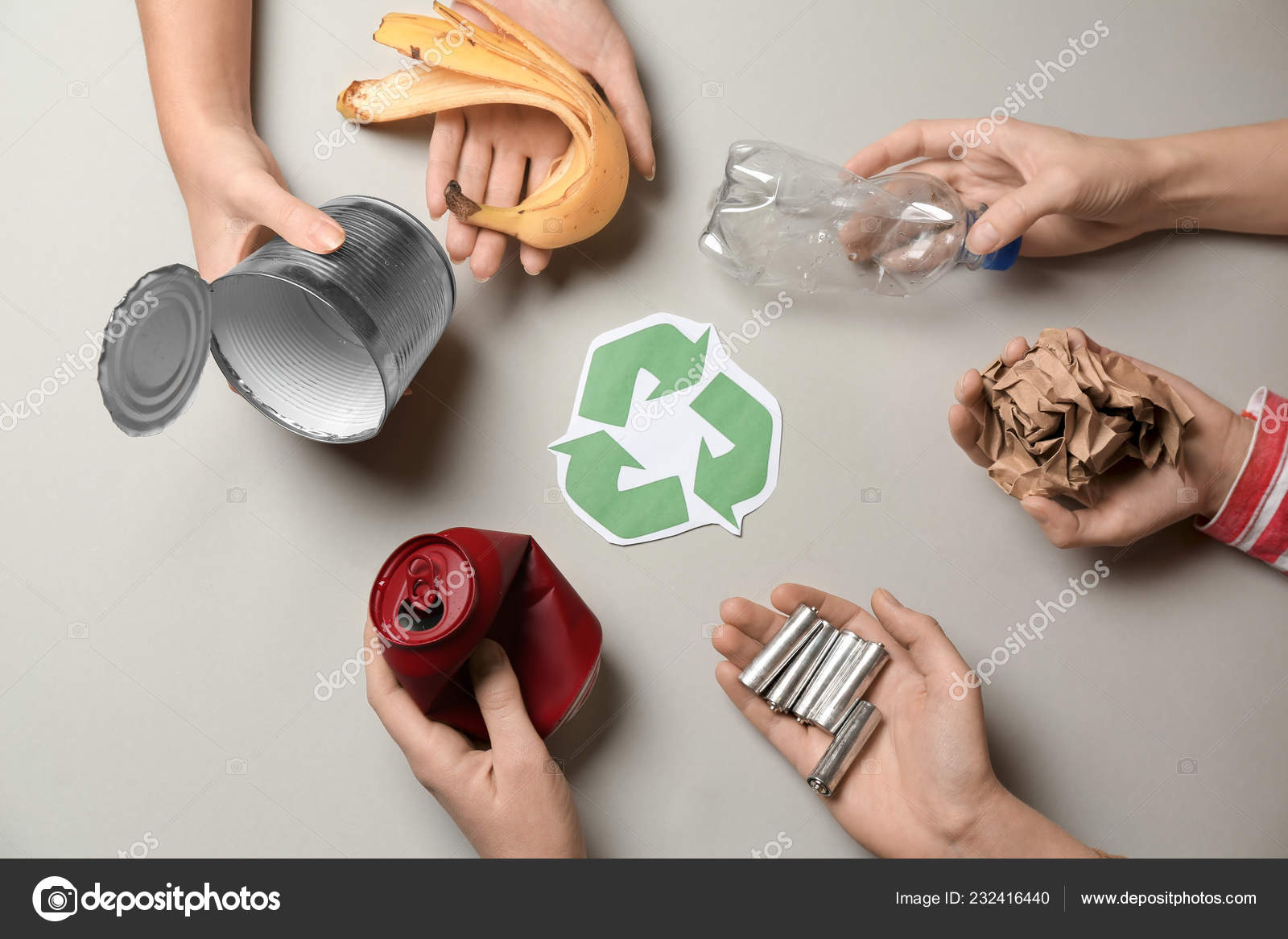 Hands Garbage Recycling Symbol Light Background — Stock Photo ...