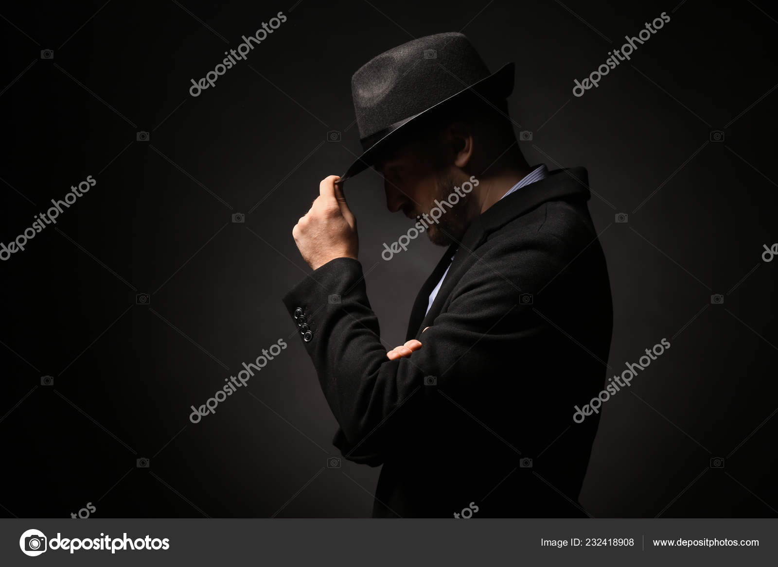 Portrait Detective Dark Background Stock Photo by ©serezniy 232418908