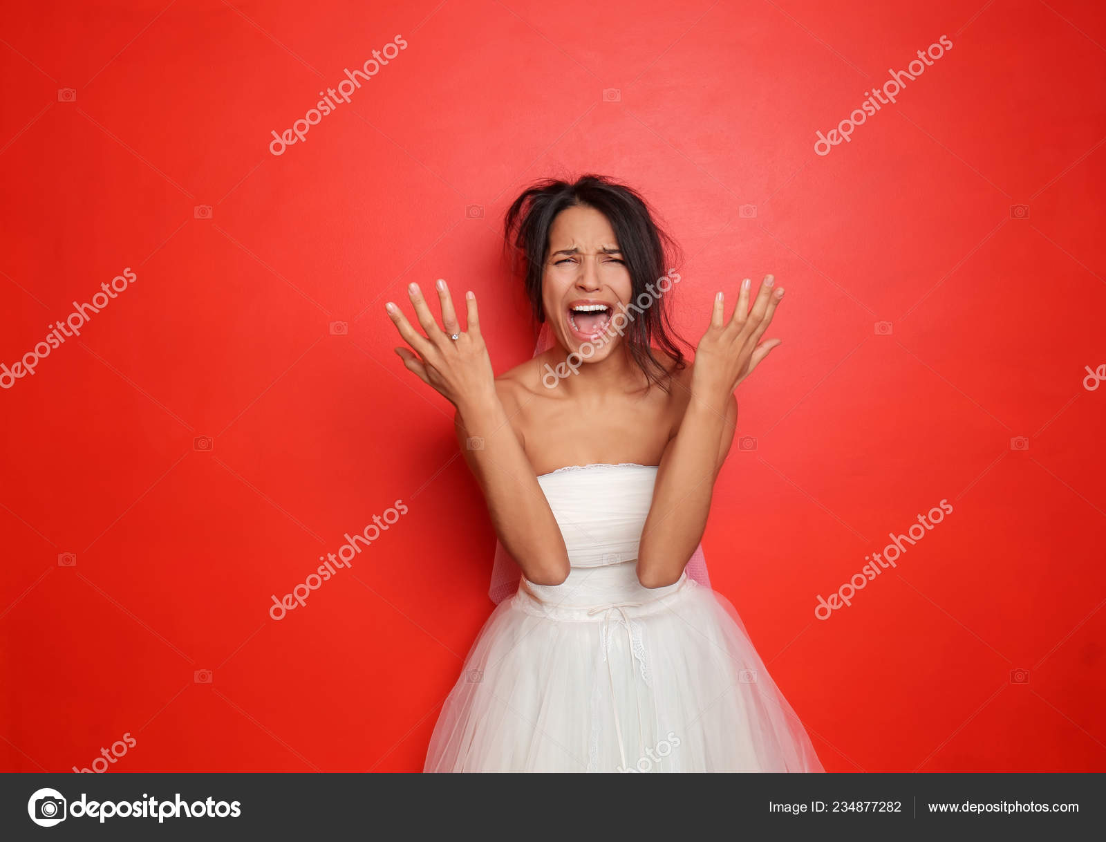 Screaming Young Bride Color Background Stock Photo by ©serezniy 234877282