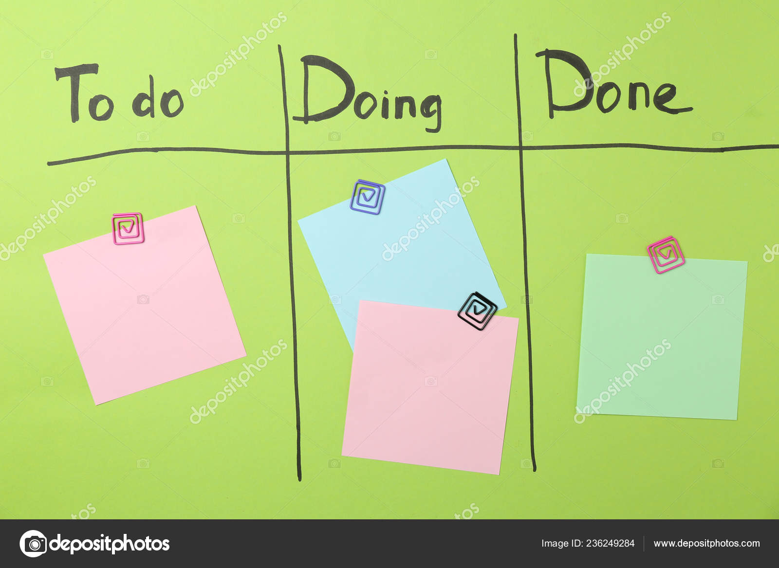 Scrum Task Board Blank Paper Stickers — Stock Photo © serezniy #236249284