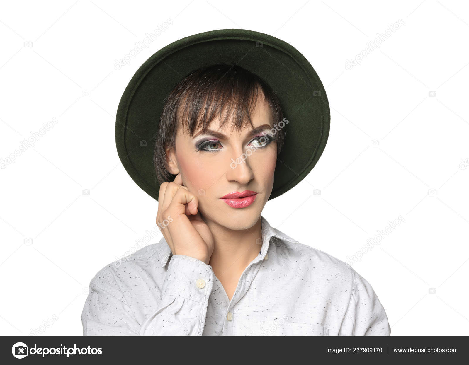 Portrait Young Transgender Man White Background Stock Photo by ...