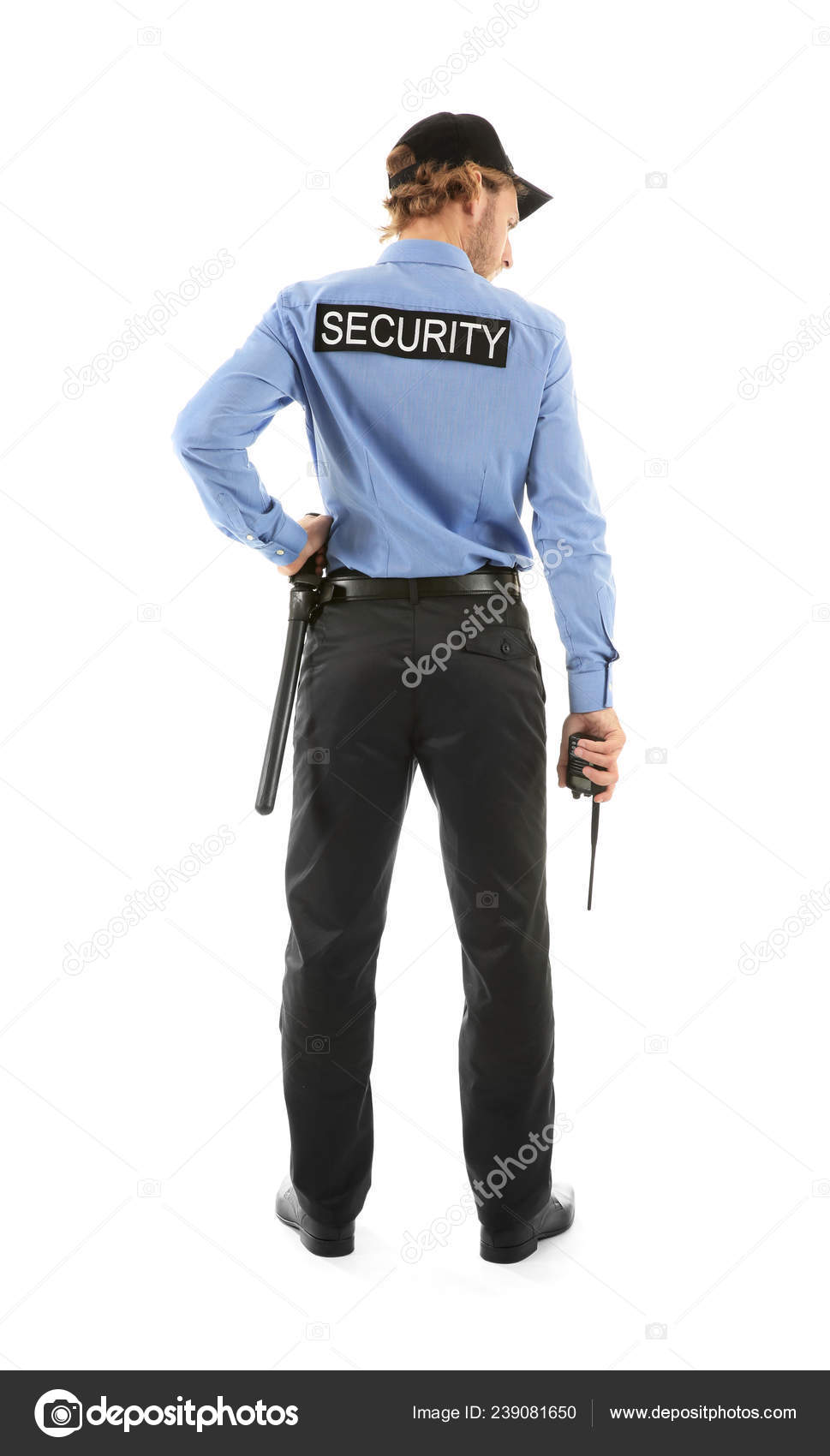 Male Security Guard White Background Back View — Stock Photo © serezniy ...