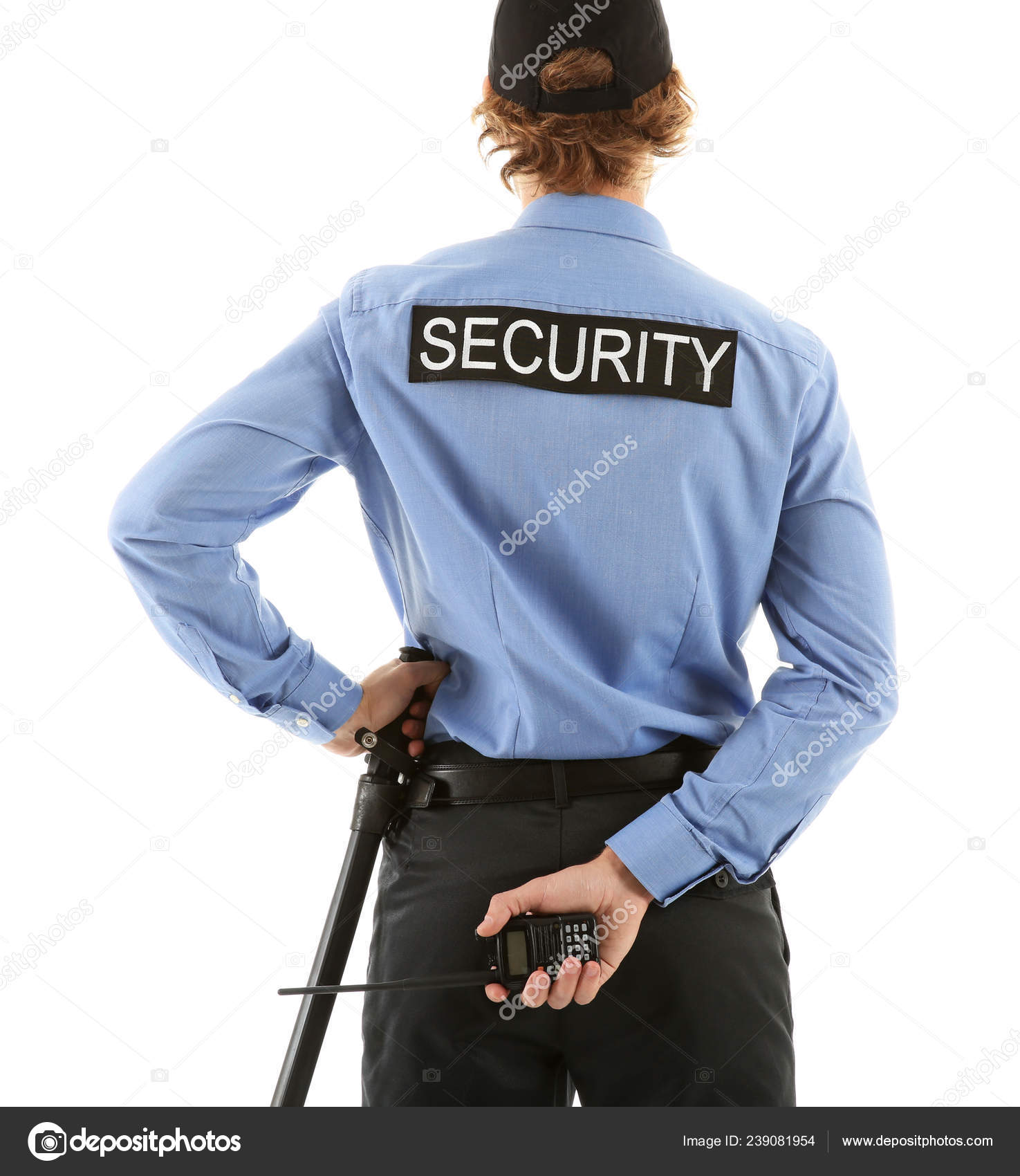 Male Security Guard White Background Back View Stock Photo by ©serezniy ...