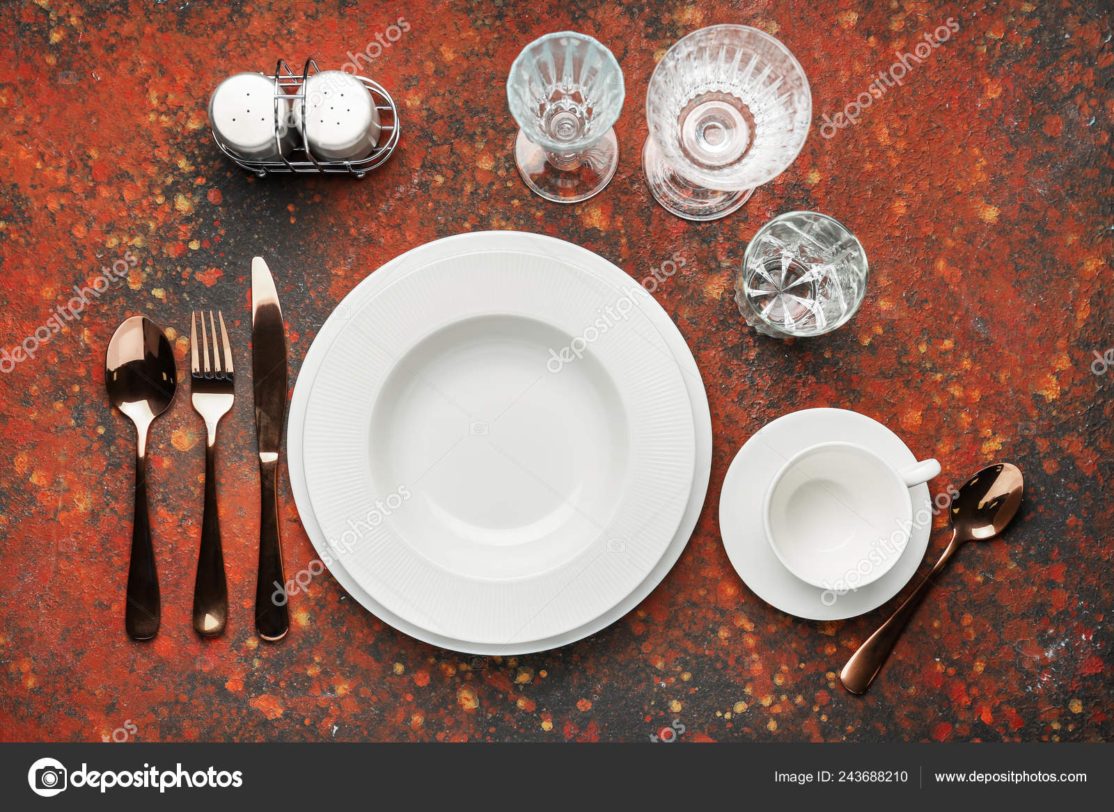 Simple Table Setting Color Background Stock Photo by ©serezniy 243688210