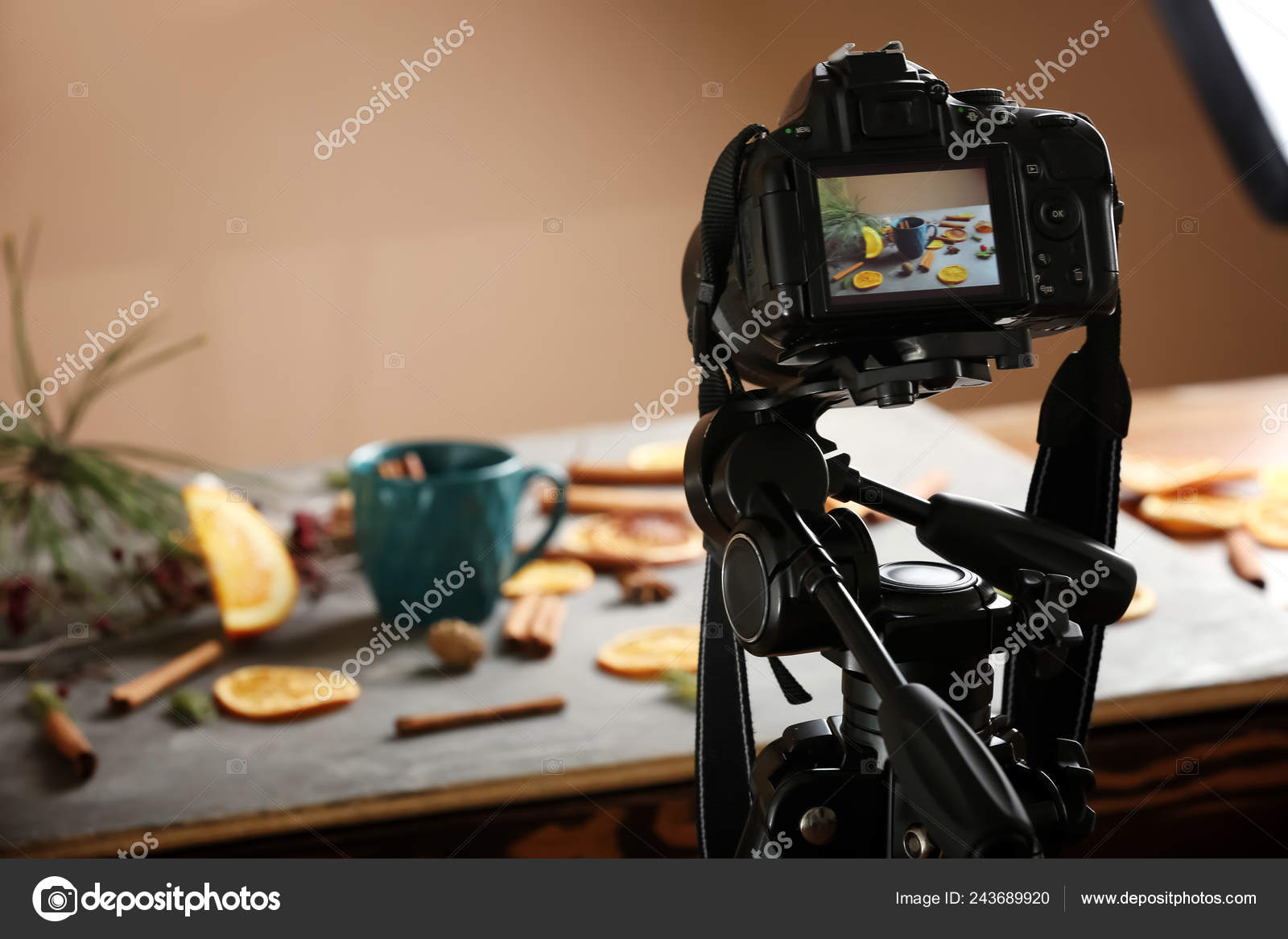 Photo Cup Tea Screen Professional Camera Studio — Stock Photo ...