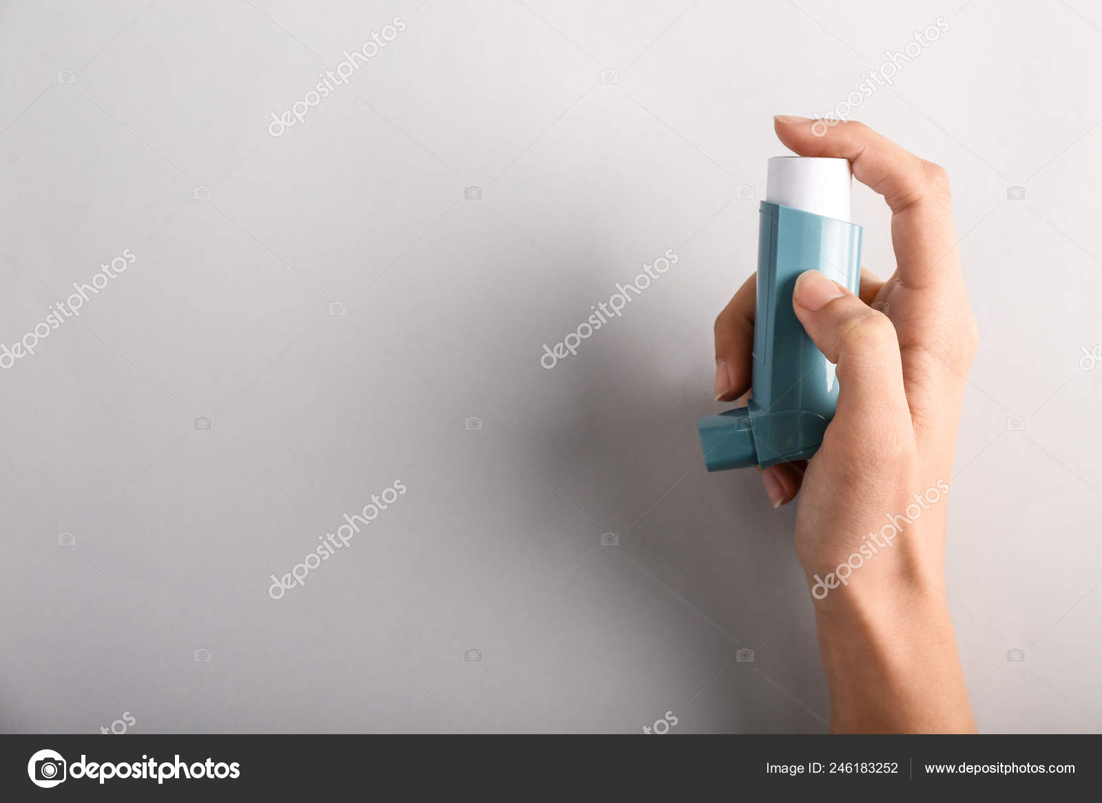 Female Hand Inhaler Asthma Light Background Stock Photo by ©serezniy ...