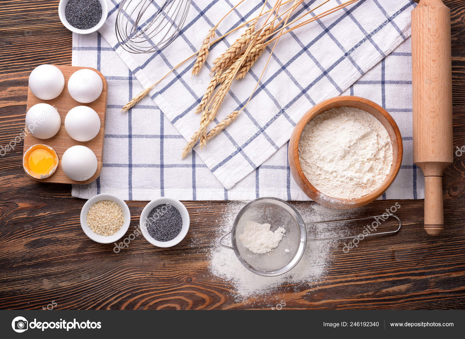 Ingredients Making Bread Table Stock Photo by ©serezniy 246192340