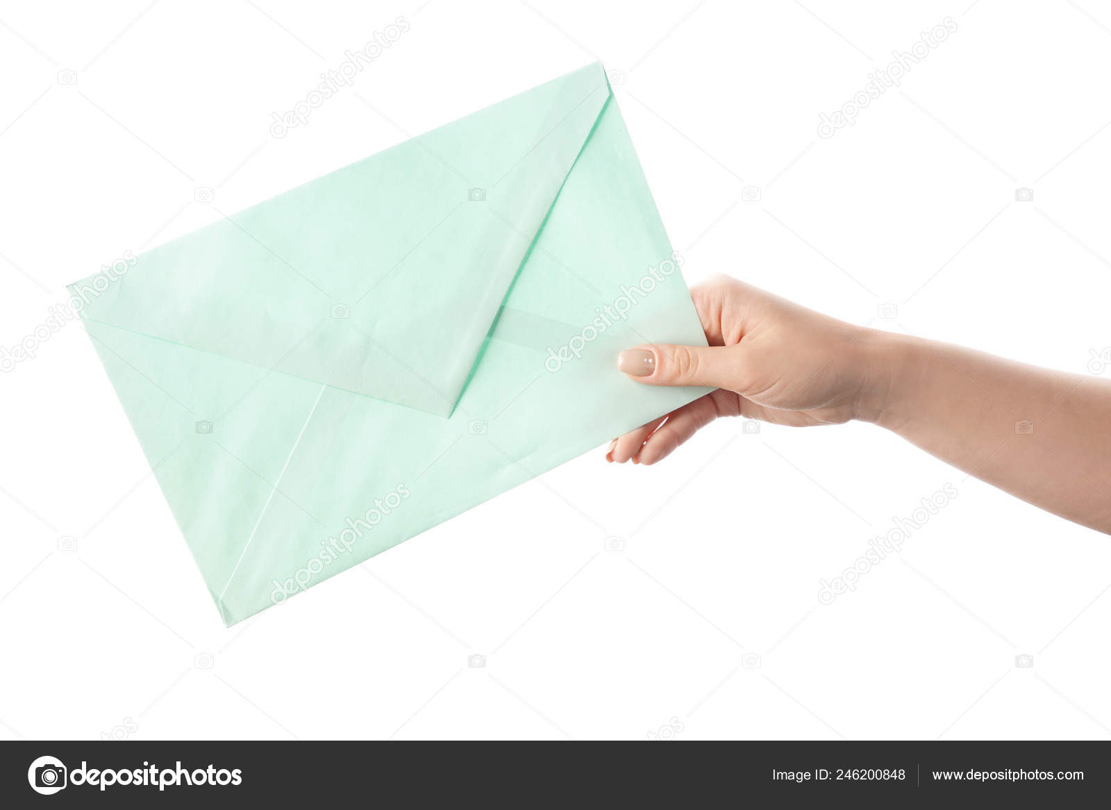 Female Hand Envelope White Background — Stock Photo © serezniy #246200848