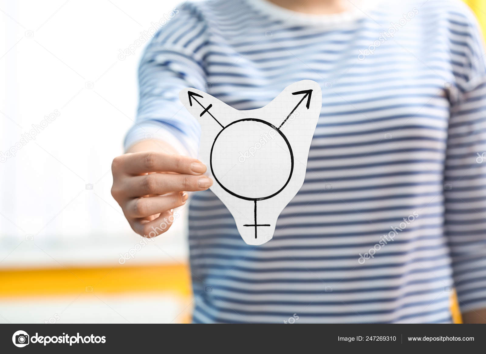 Woman Showing Symbol Transgender Outdoors Closeup Stock Photo by ...