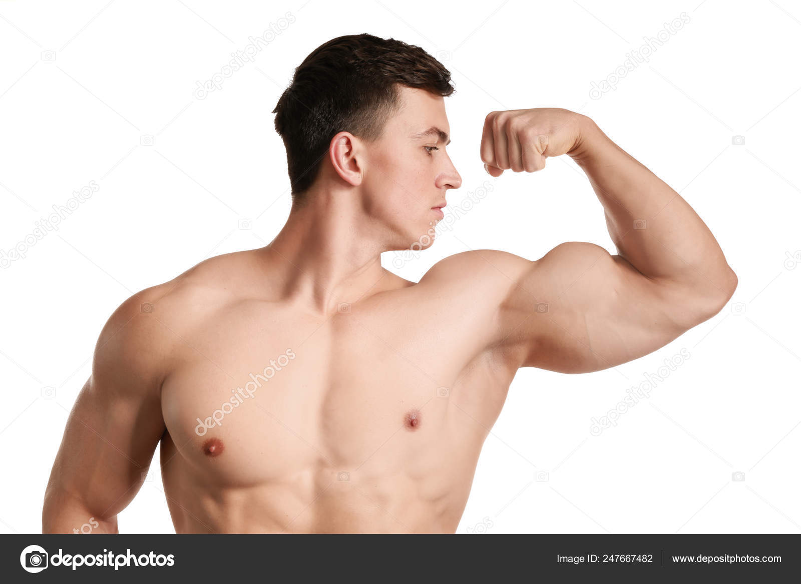 Muscular bodybuilder on white background Stock Photo by ©serezniy 247667482
