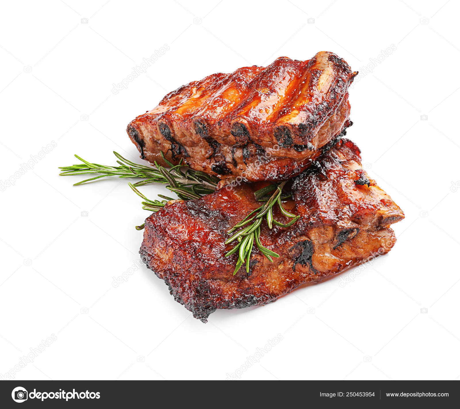 Delicious grilled ribs on white background — Stock Photo © serezniy ...