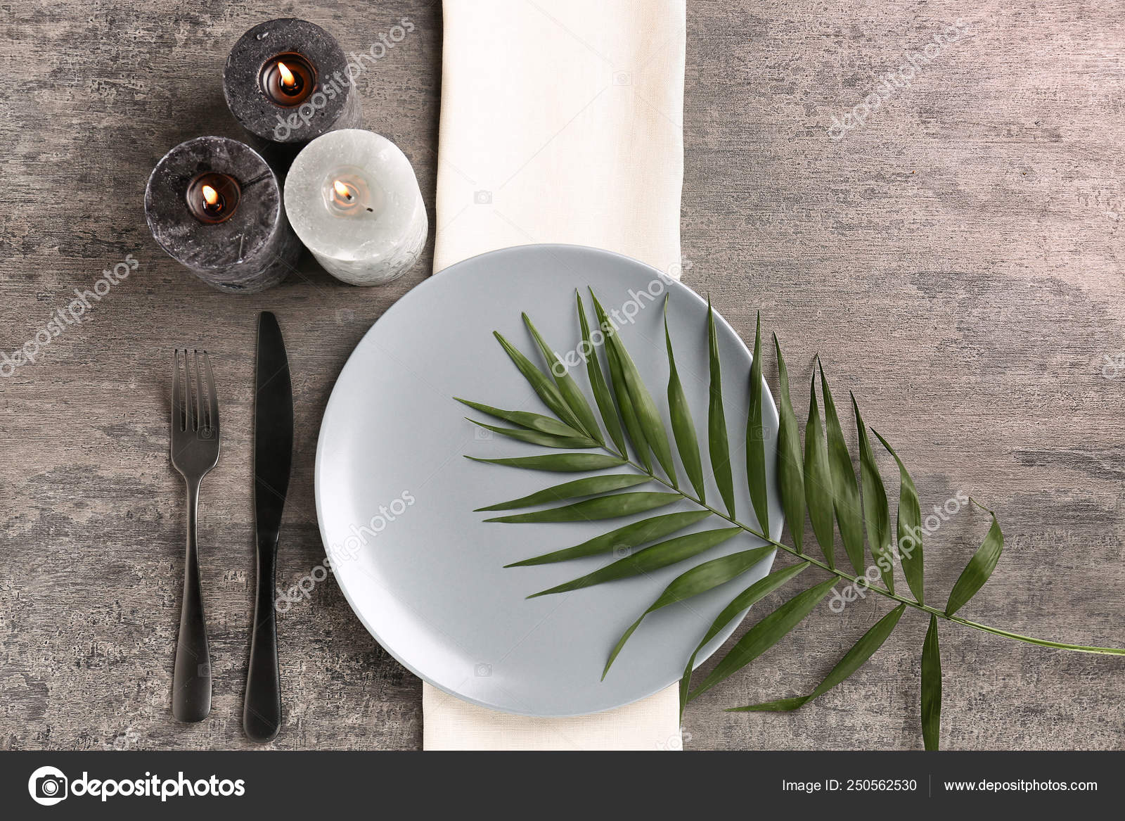 Beautiful table setting with floral decor on wooden background Stock ...