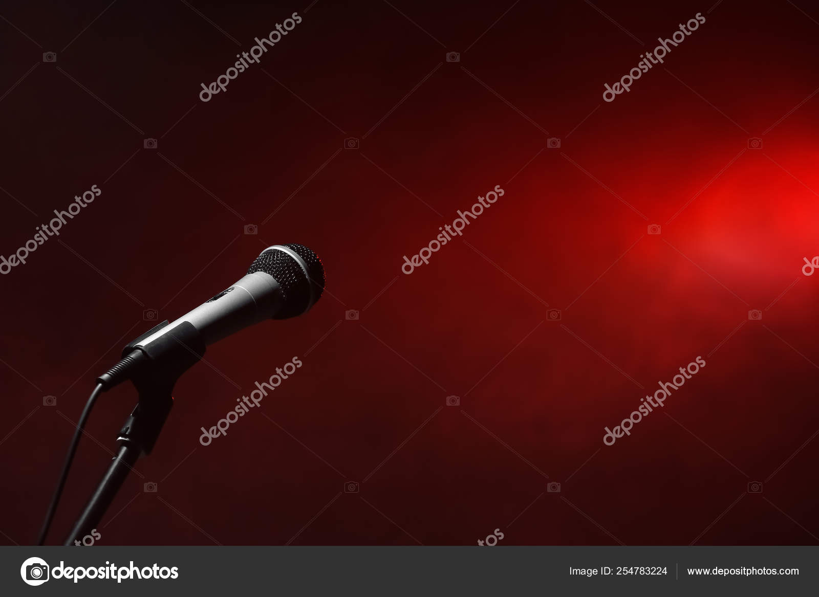Modern microphone on color background Stock Photo by ©serezniy 254783224