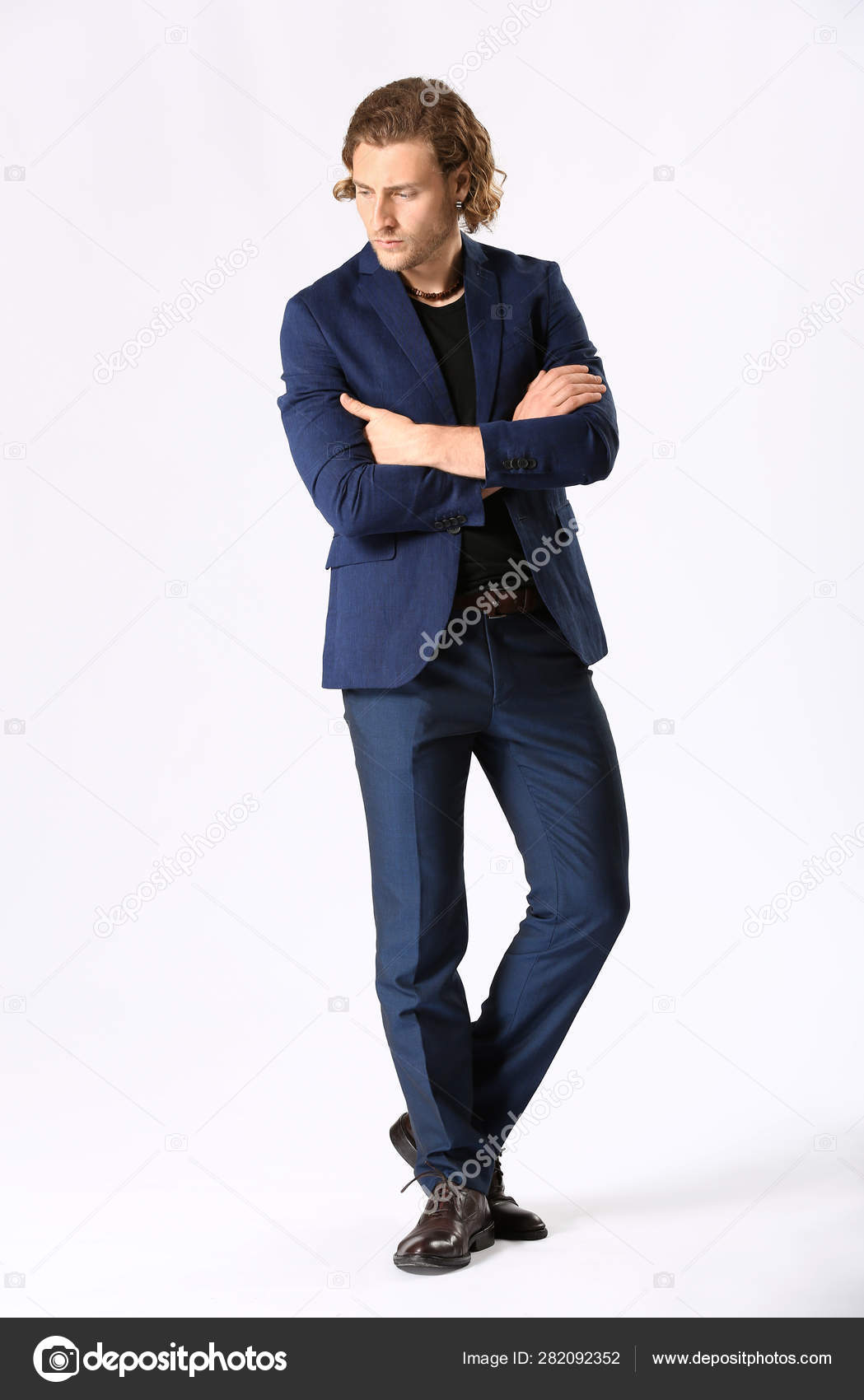 Stylish young man in formal clothes on white background Stock Photo by ...