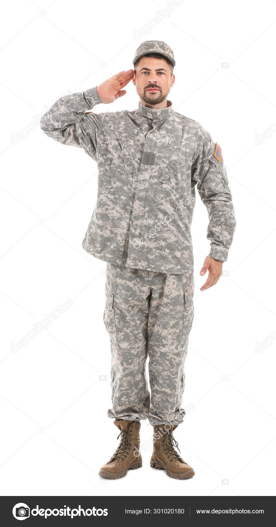 Saluting soldier on white background Stock Photo by ©serezniy 301020180