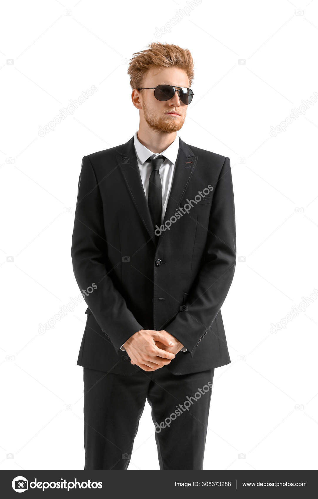 Handsome security guard on white background Stock Photo by ©serezniy ...