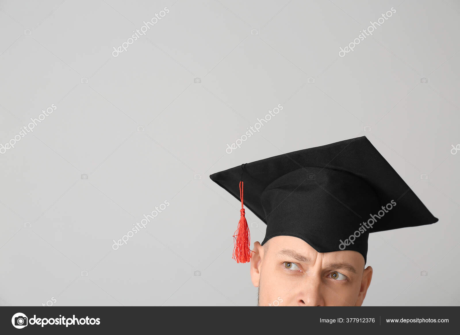 Man Graduation Hat Grey Background Stock Photo by ©serezniy 377912376