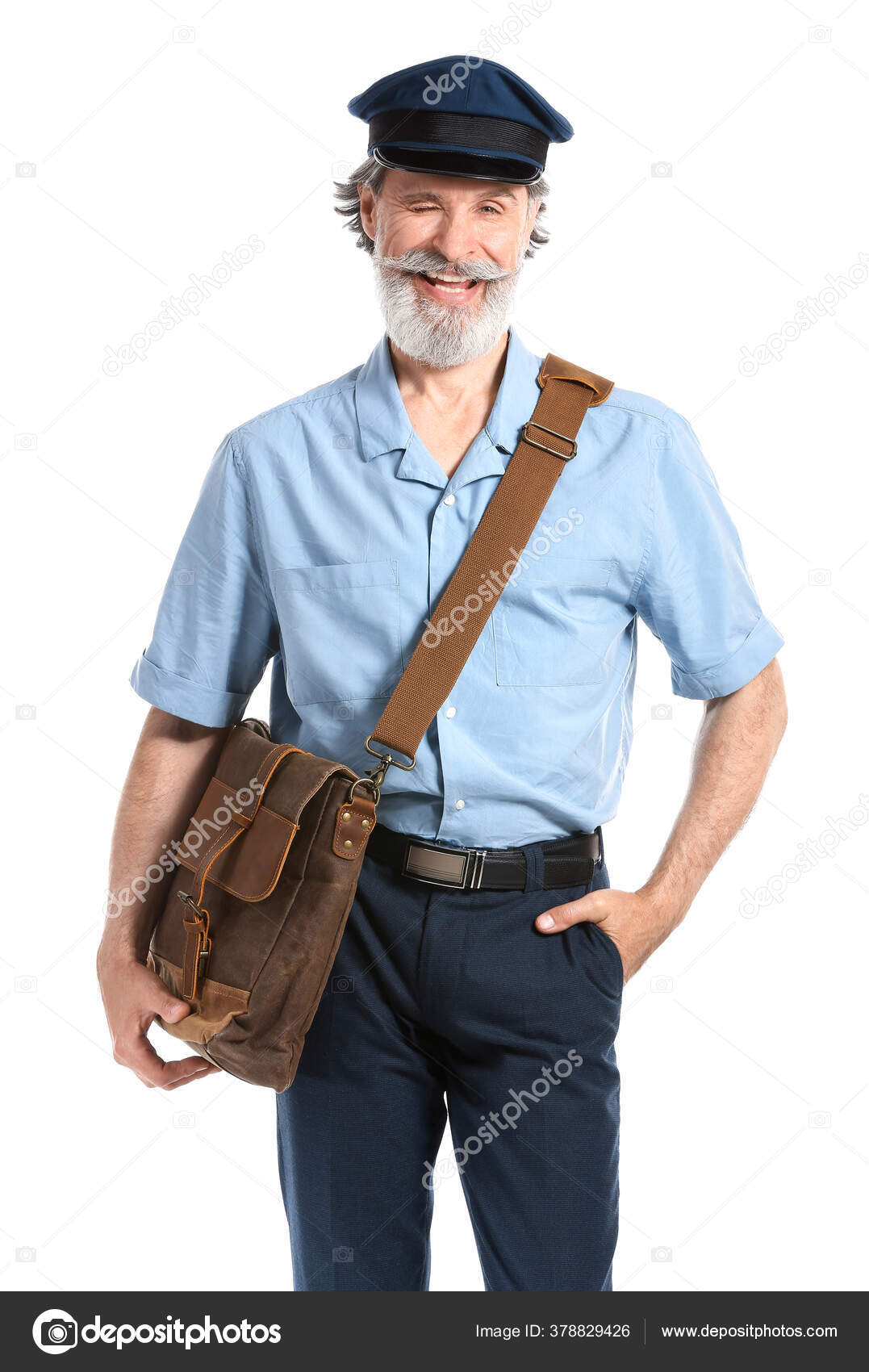 Guapo Viejo Cartero Sobre Fondo Blanco: fotografía de stock © serezniy ...