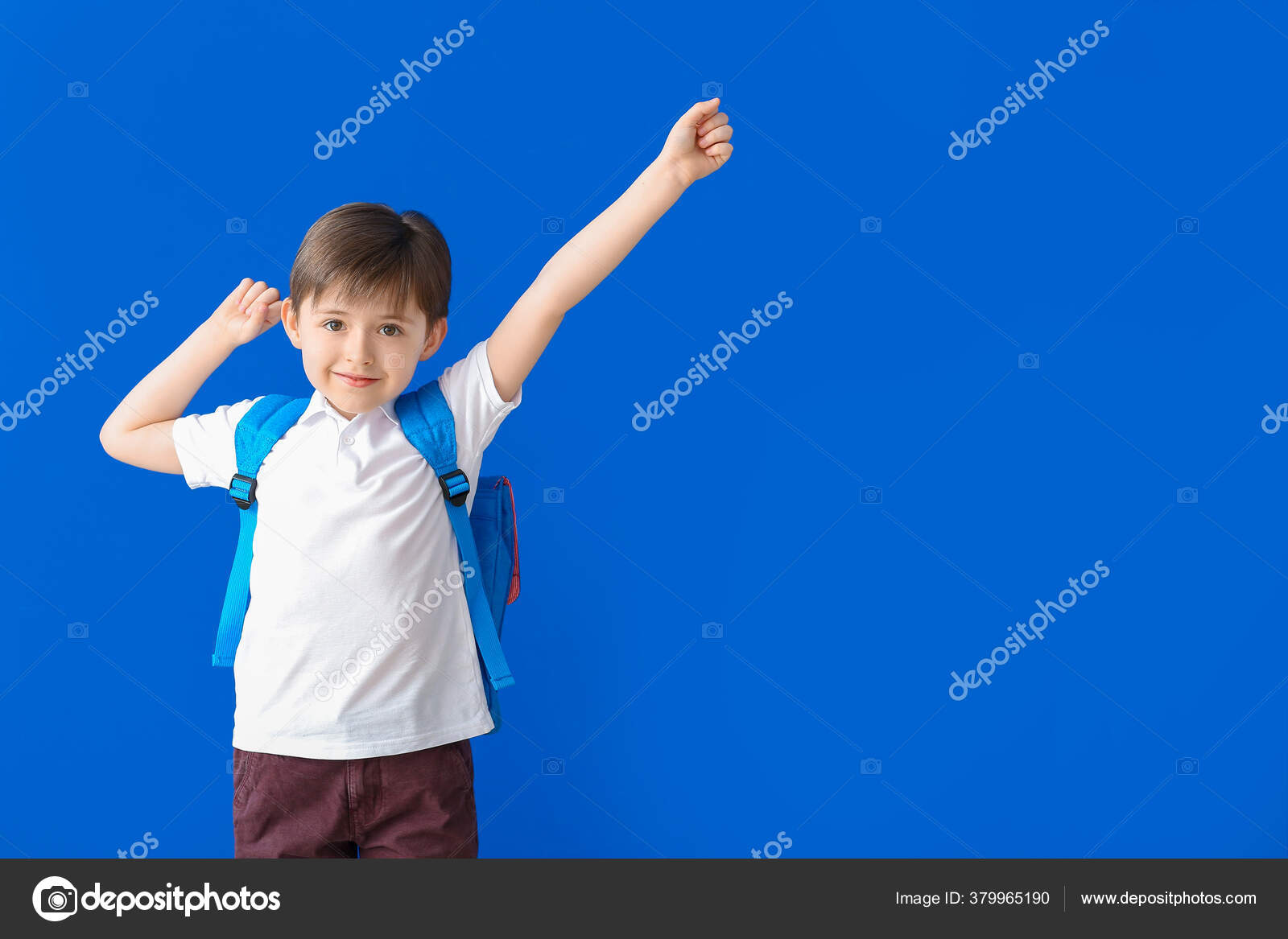Cute Little Schoolboy Color Background Stock Photo by ©serezniy 379965190