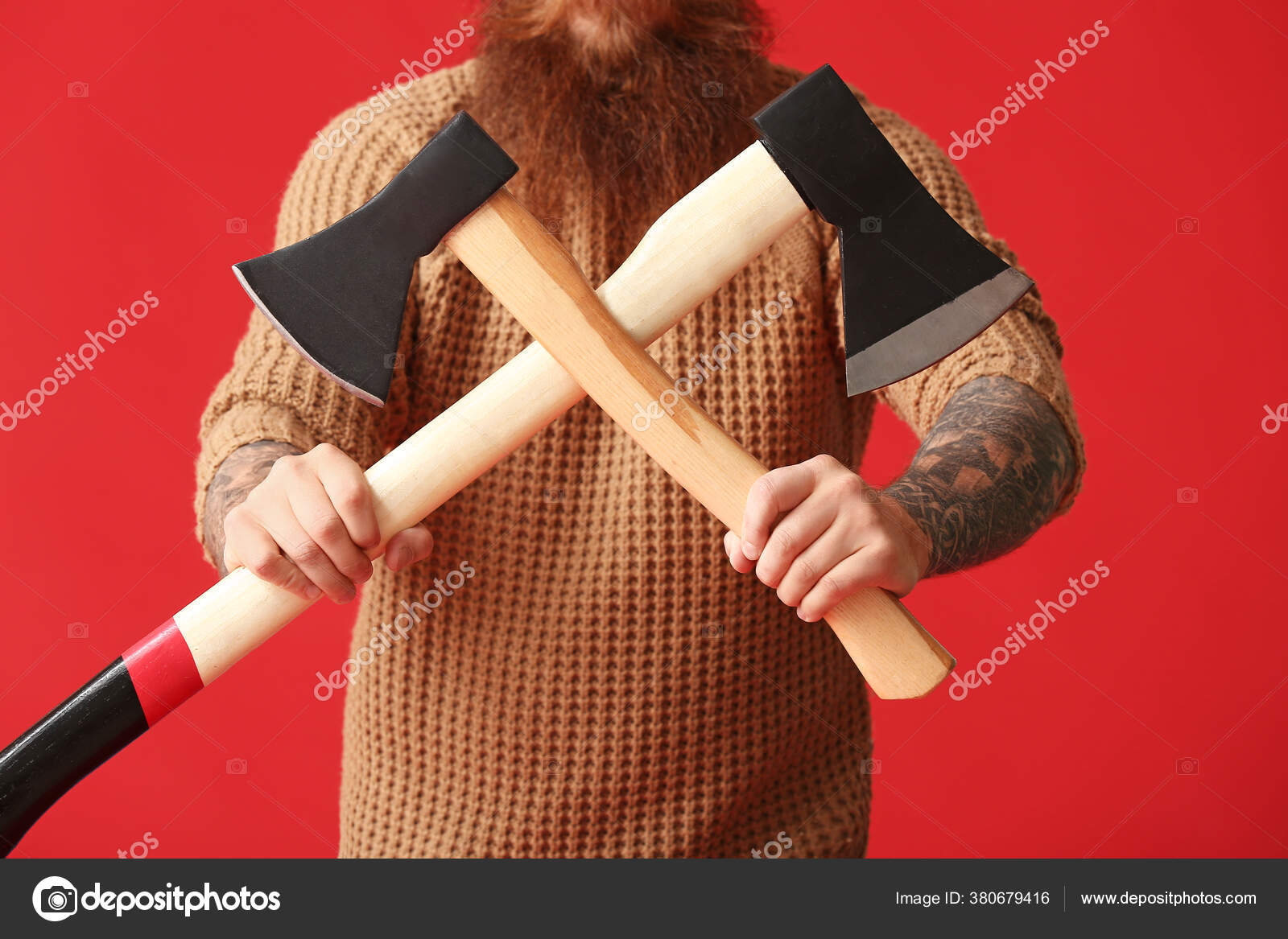 Handsome Lumberjack Color Background Stock Photo by ©serezniy 380679416