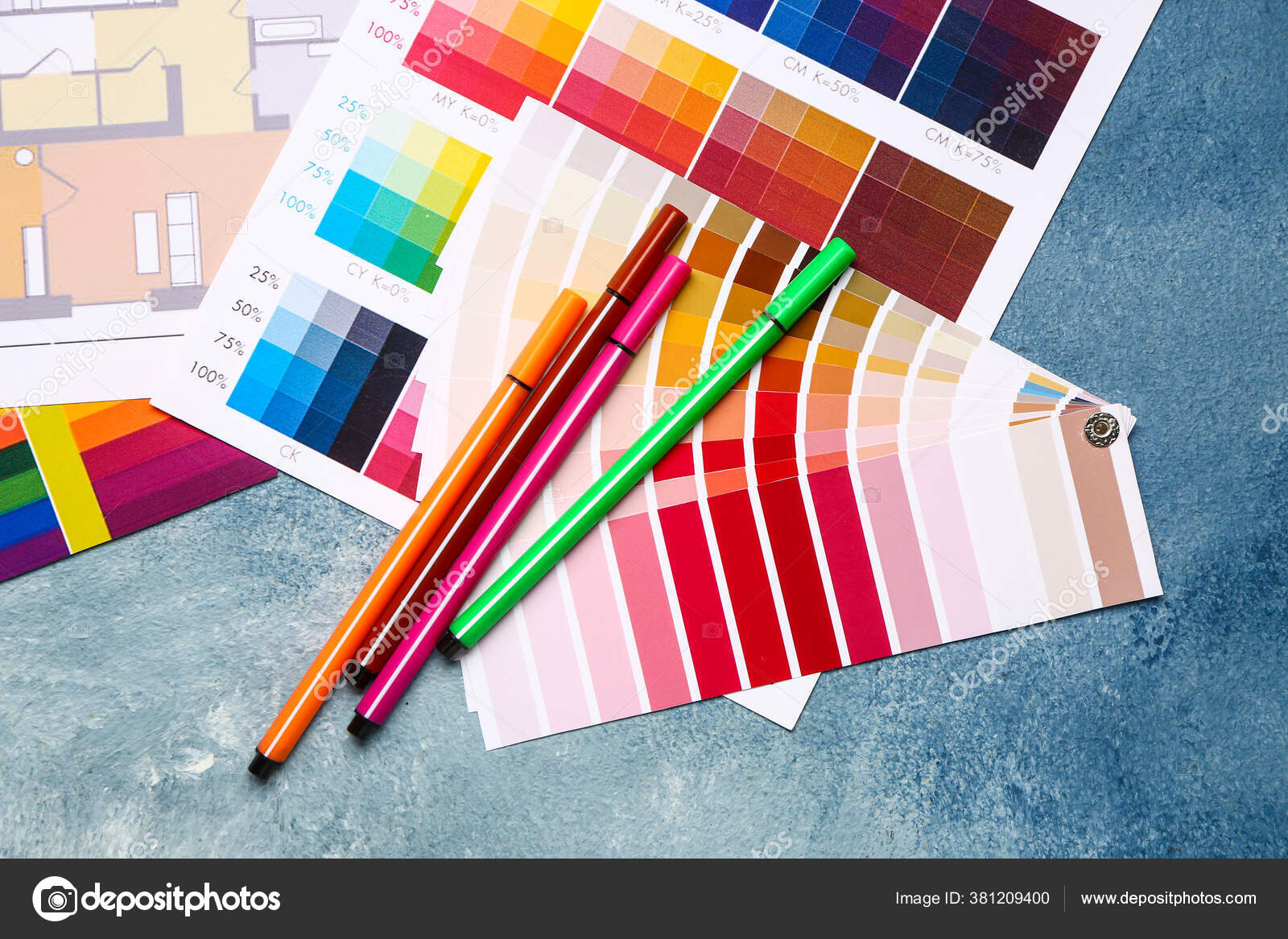 Color Palettes Building Plan Blue Background Stock Photo by ©serezniy ...