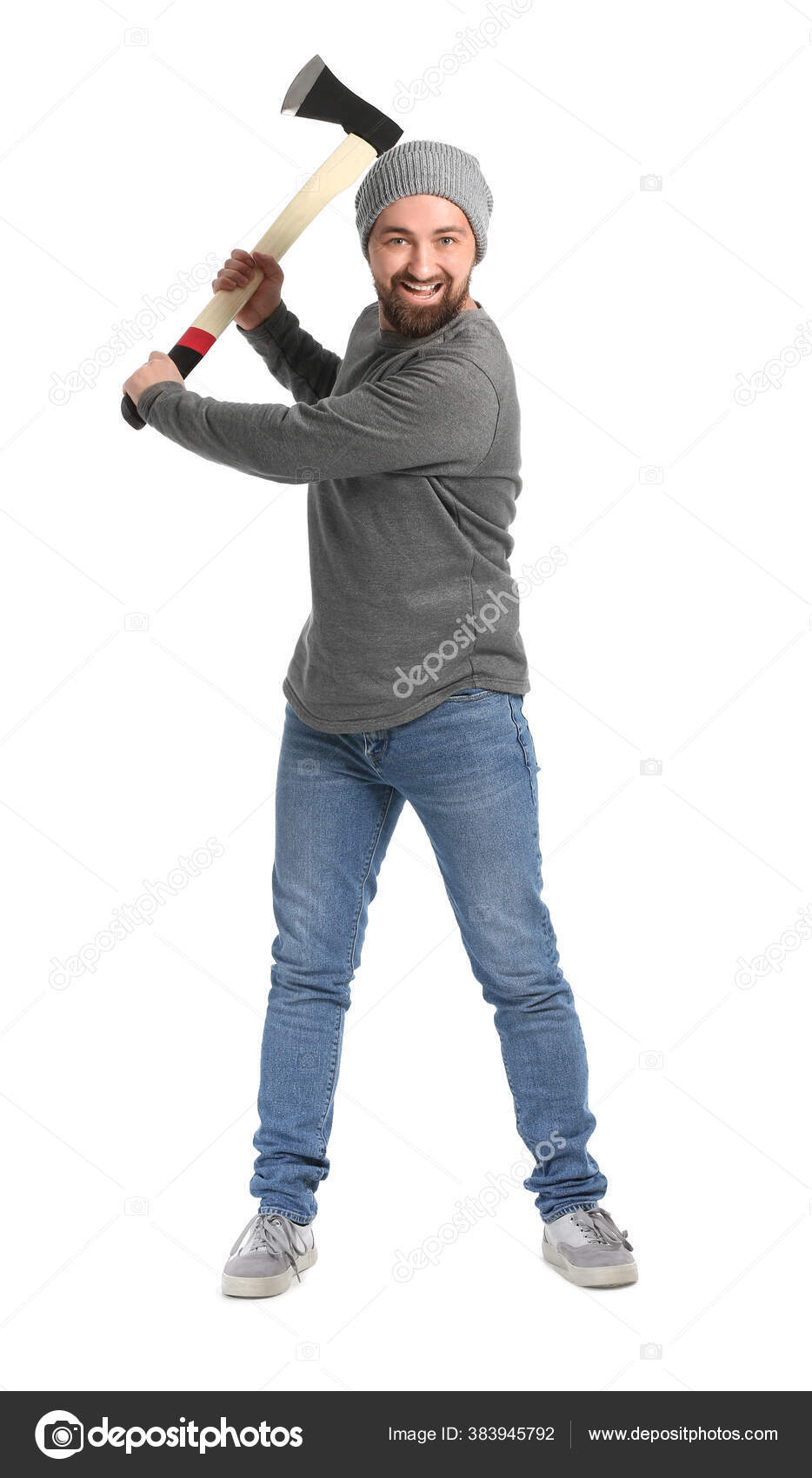 Handsome Lumberjack White Background — Stock Photo © serezniy #383945792