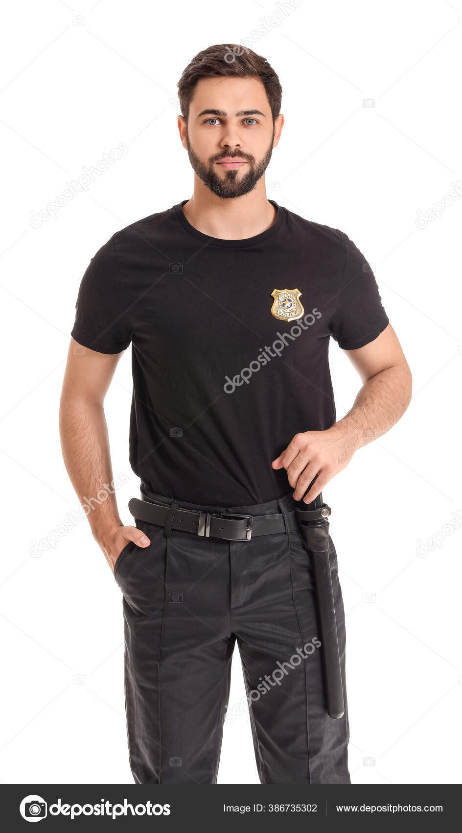 Handsome Policeman White Background Stock Photo by ©serezniy 386735302