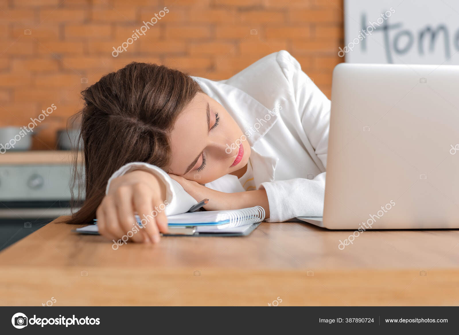 Woman Falling Asleep At Work Portrait Customer Image & Photo (Free