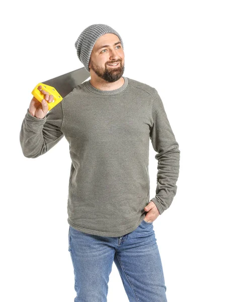 Handsome Lumberjack White Background — Stock Photo © serezniy #383945792