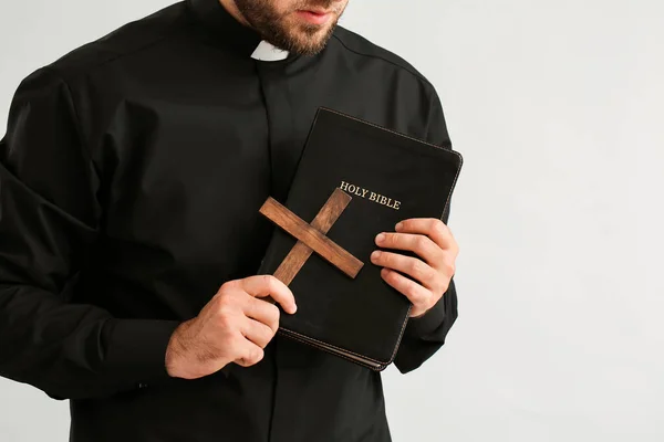 Handsome Priest Bible White Background — Stock Photo © serezniy #393475676