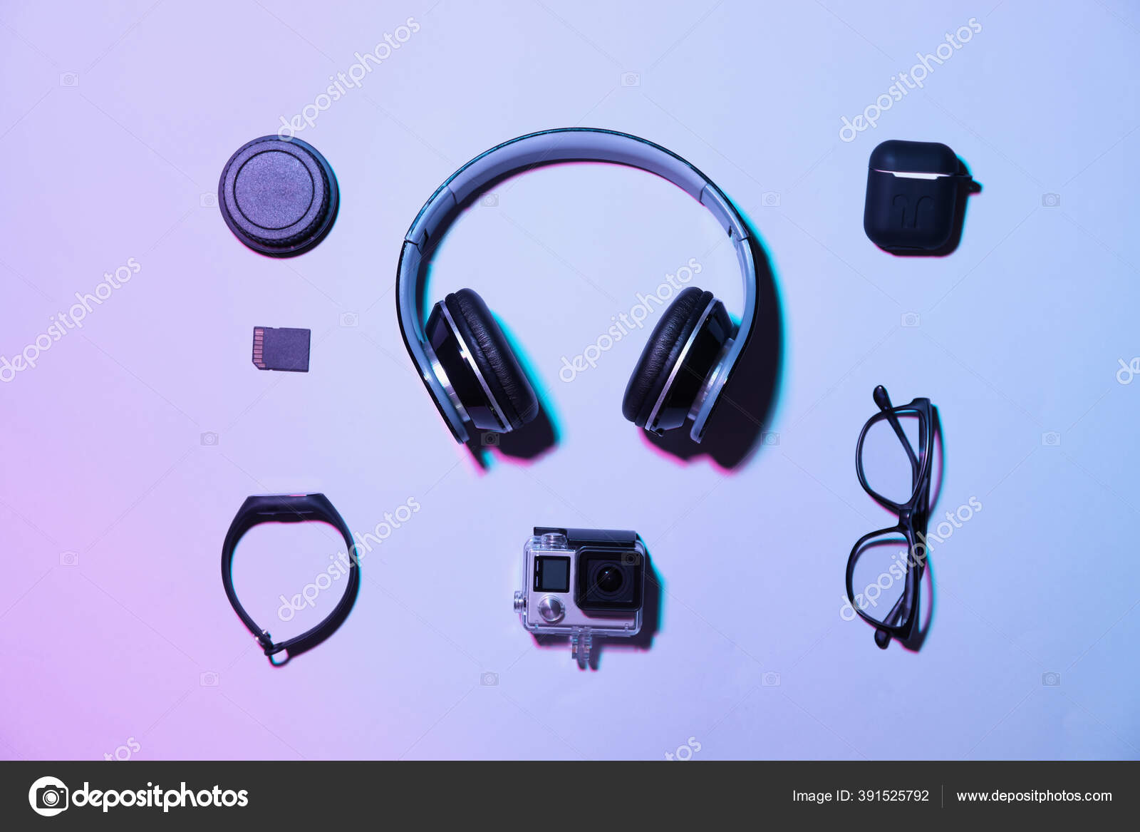 Different Modern Devices Color Background Stock Photo by ©serezniy ...