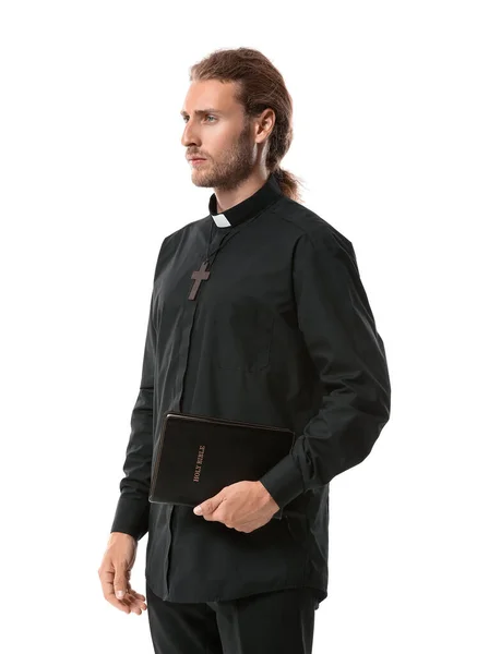 Handsome Praying Priest White Background — Stock Photo © serezniy ...