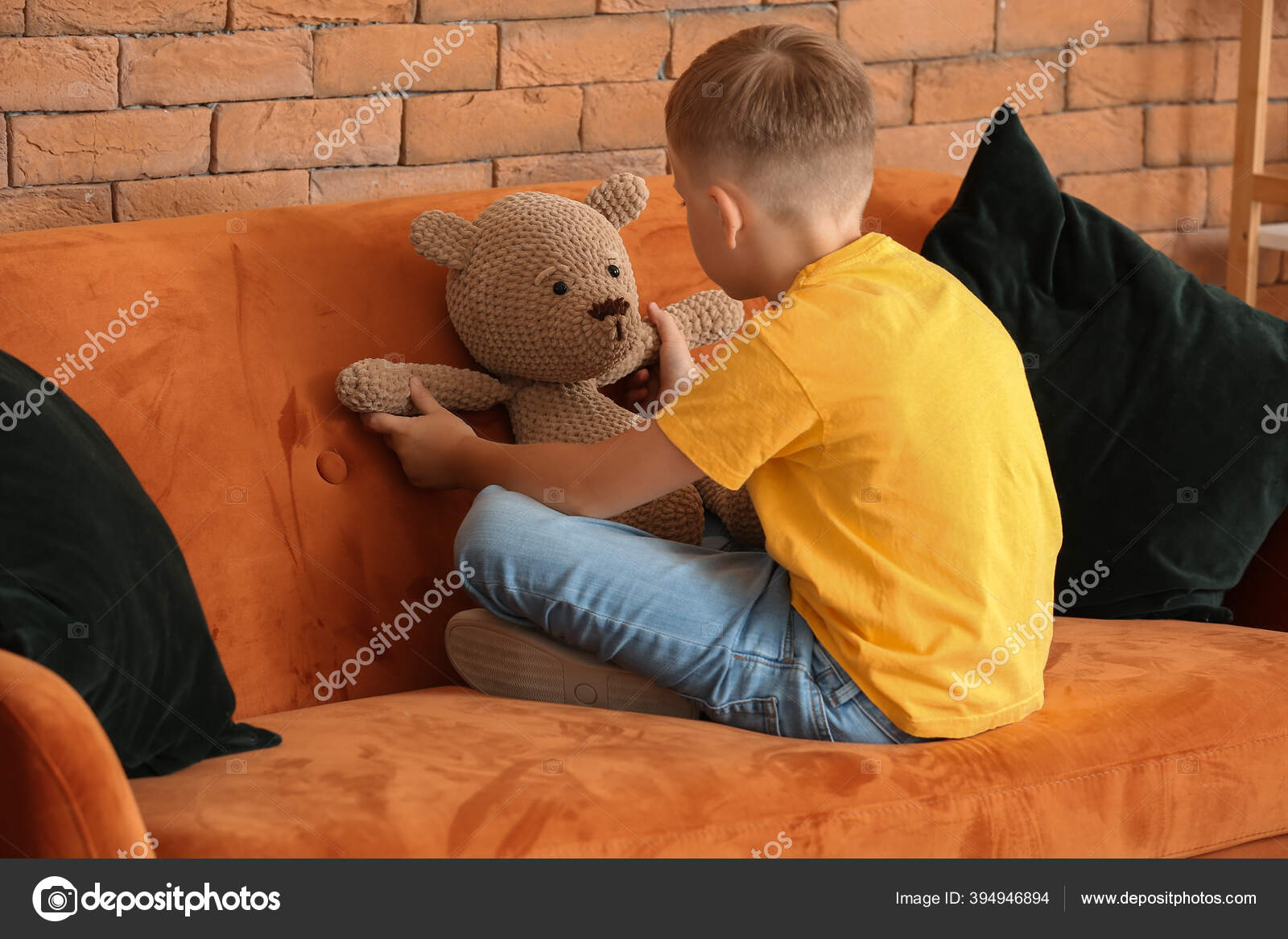 Little Boy Autistic Disorder Playing Toy Home Stock Photo by ©serezniy ...