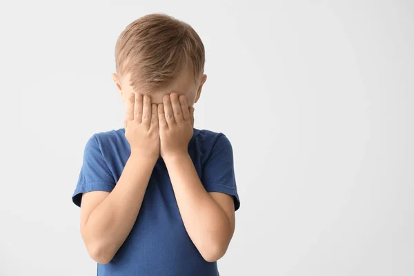 Portrait Shocked Little Boy Question Marks Light Background Stock Photo ...