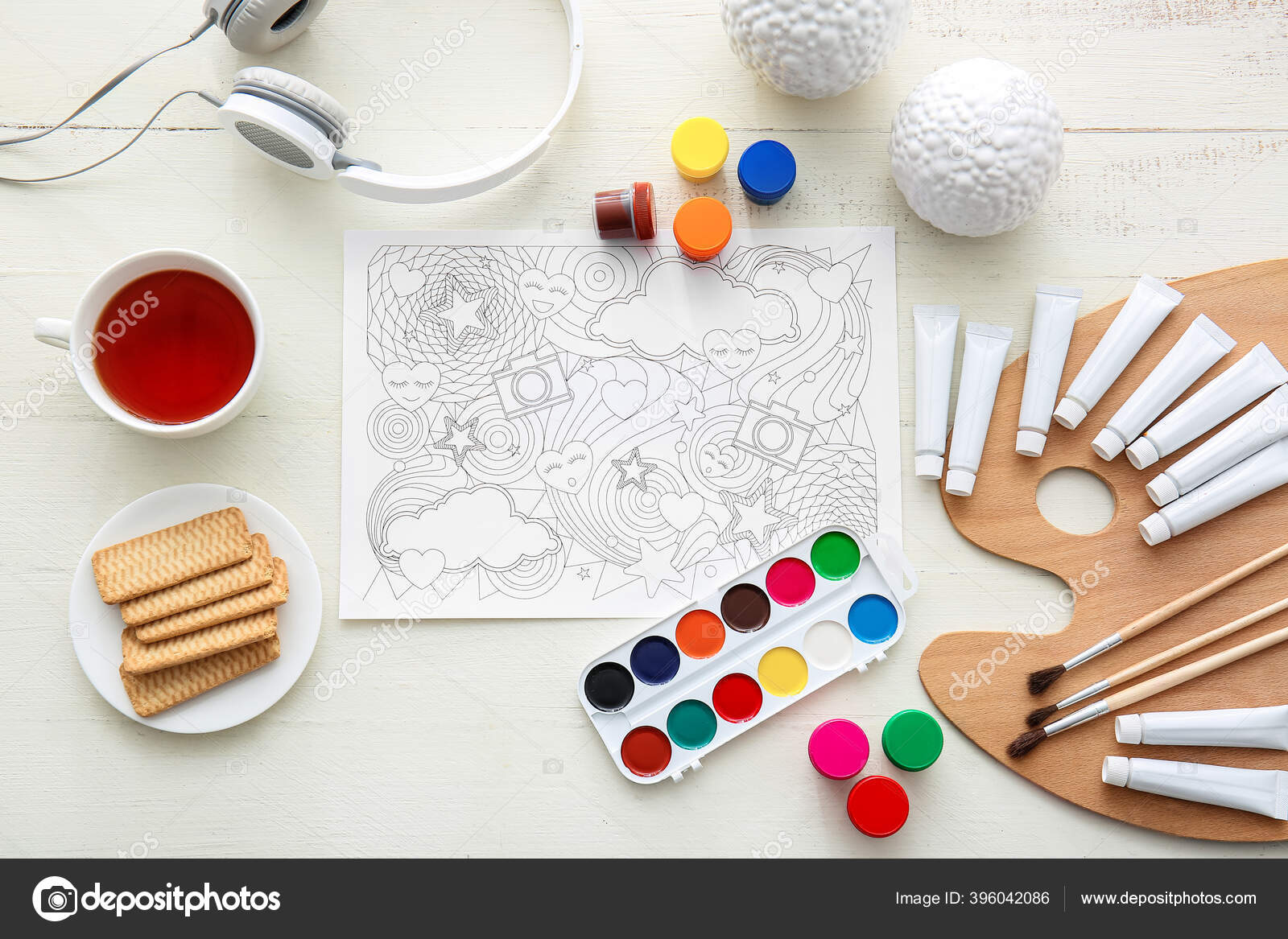 Composition Coloring Picture Table — Stock Photo © serezniy #396042086