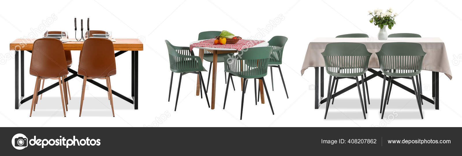 Set Different Tables Chairs White Background — Stock Photo © serezniy ...