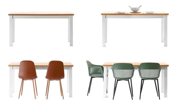 Set Different Tables Chairs White Background — Stock Photo © serezniy ...