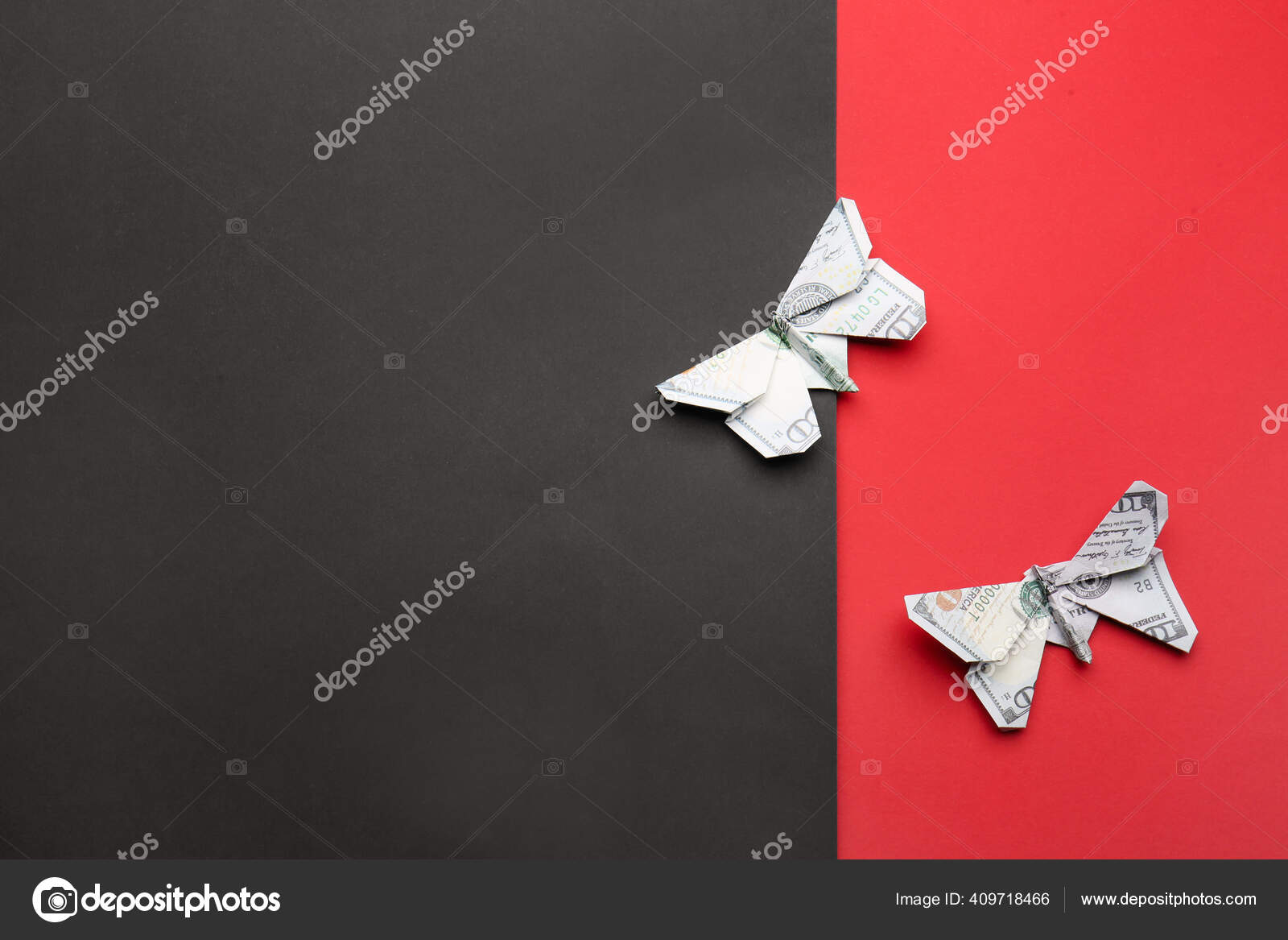Origami Butterflies Made Dollar Banknotes Color Background — Stock ...
