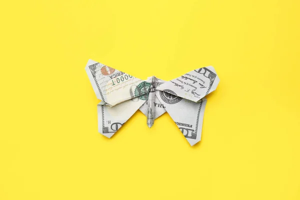 Different Origami Figures Made Dollar Banknotes Color Background ...