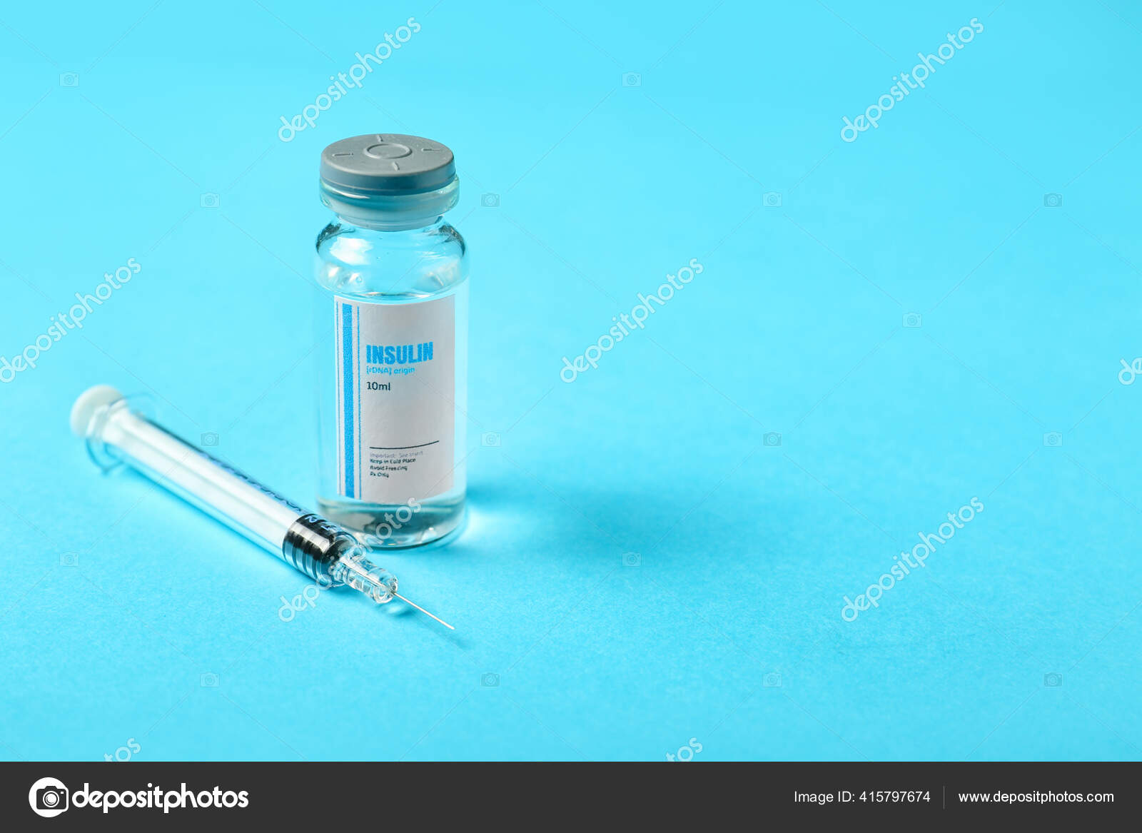 Bottle Insulin Syringe Color Background Diabetes Concept Stock Photo by ...