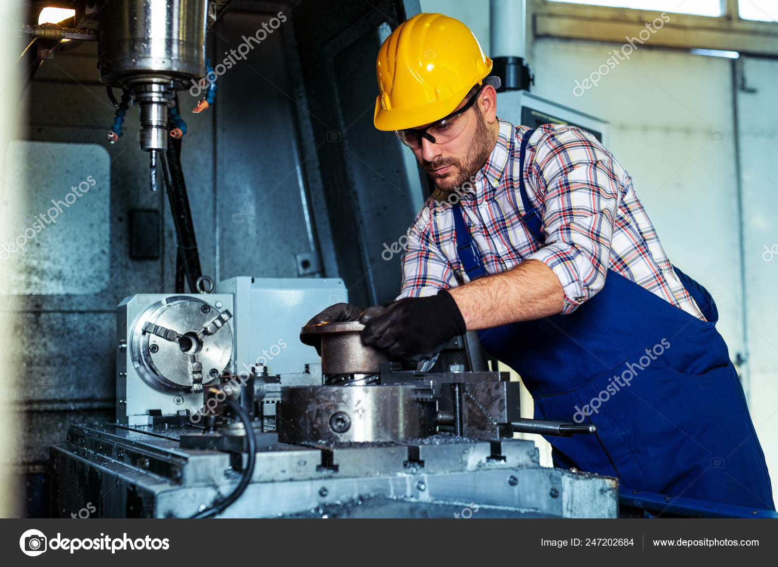 Professional Engineer Metalworker Operating Cnc Milling Machine Center ...