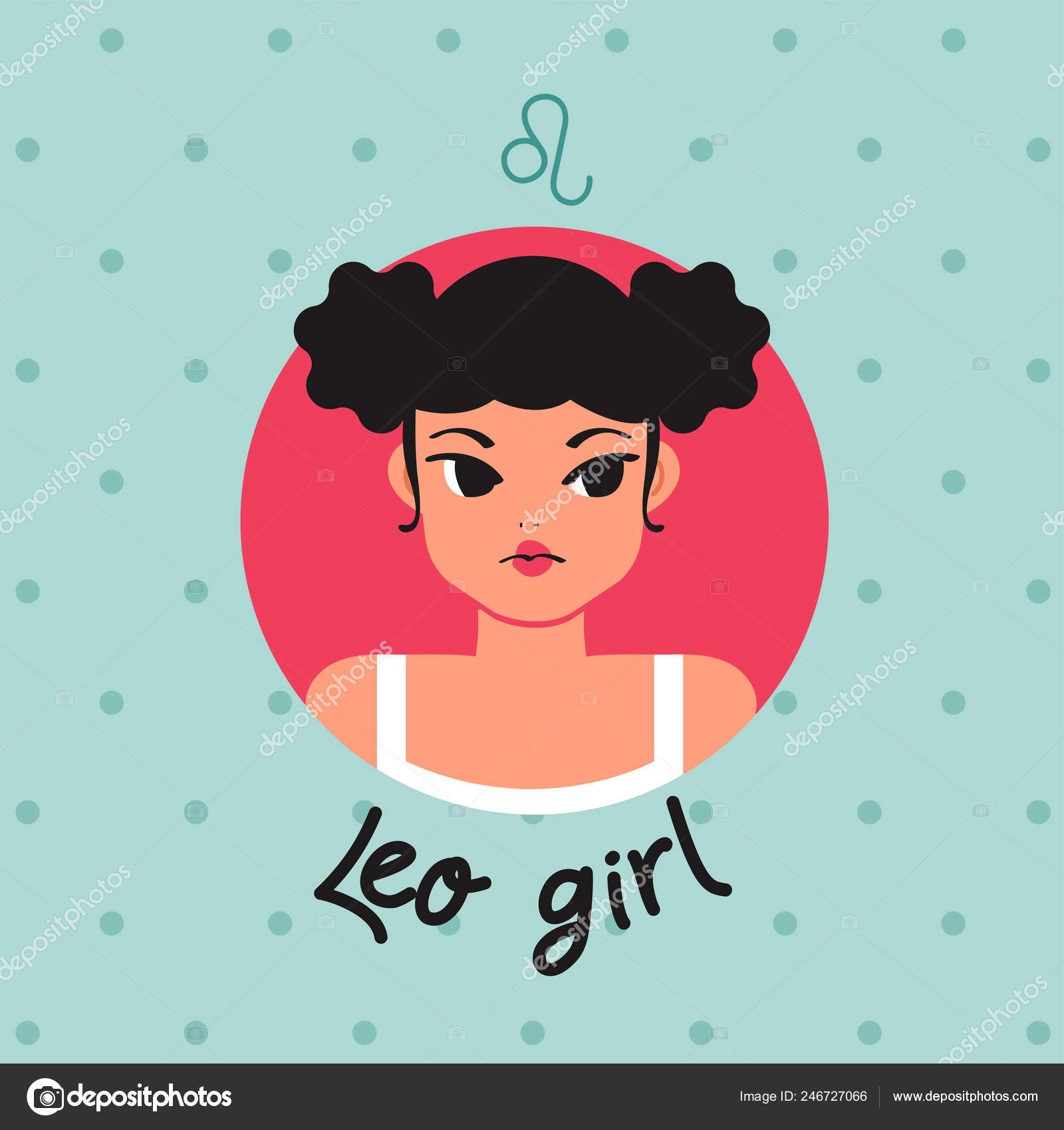 Leo Pretty Girl Horoscope Sign Pastel Background Vector Illustration ...