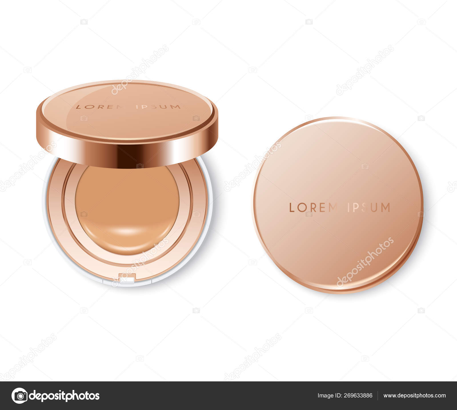 Cushion Compact Foundation Packaging Template Vector Illustration Stock ...