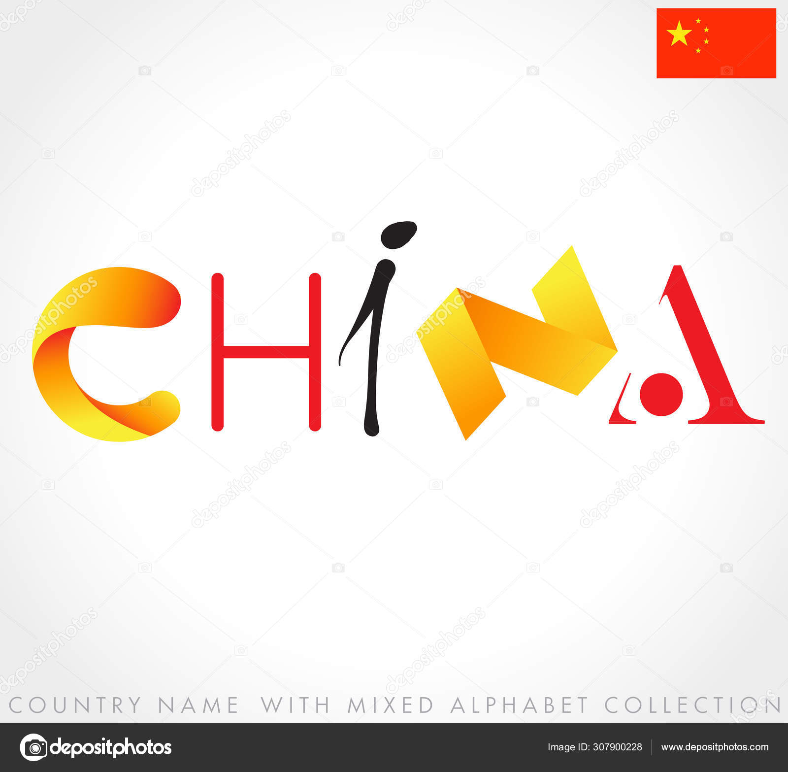 Country Name Mixed Alphabets Isolated White Background Vector ...
