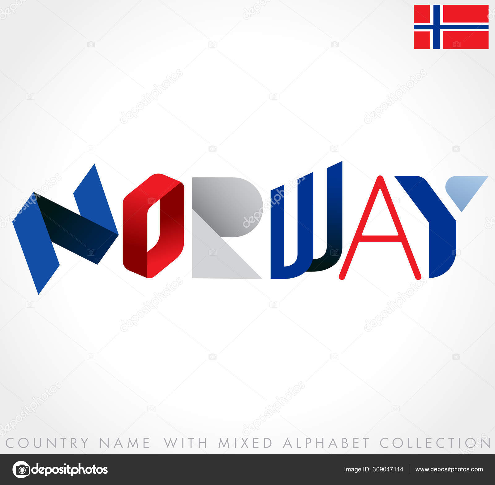 Nombre Del País Con Alfabetos Mixtos Aislados Sobre Fondo Blanco Vector ...