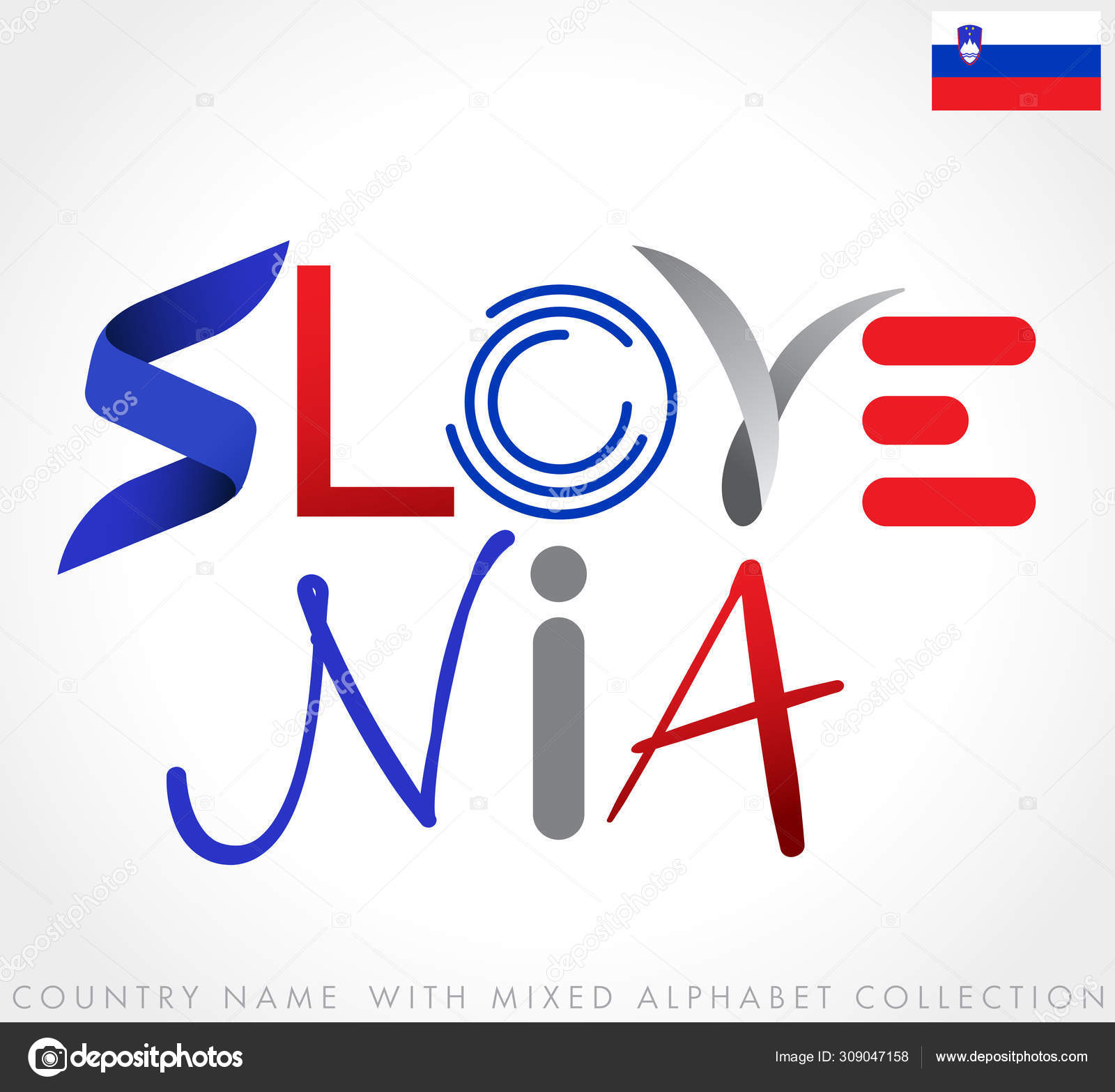 Country Name Mixed Alphabets Isolated White Background Vector ...