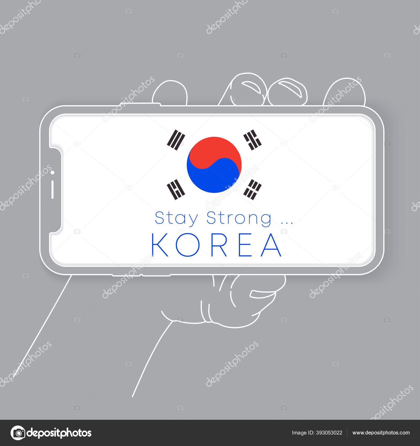 Hand Holding Smartphone National Flag Encouraging Message Vector ...
