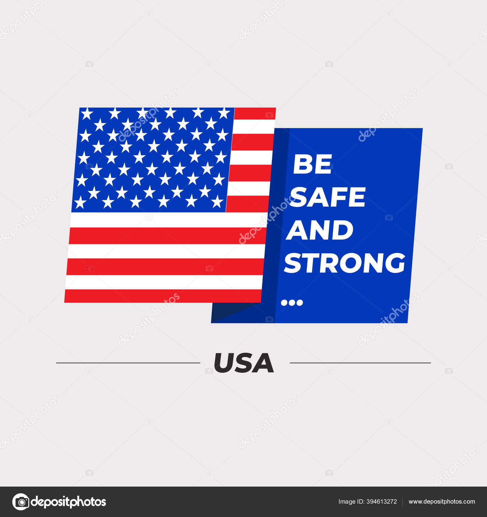 National Flag Icon Encouraging Message Isolated Light Grey Background ...