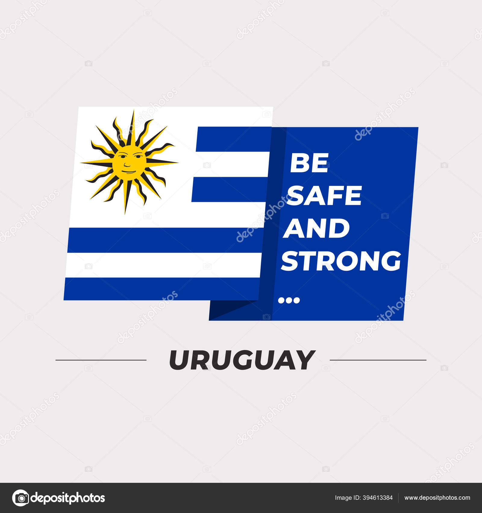 National Flag Icon Encouraging Message Isolated Light Grey Background ...